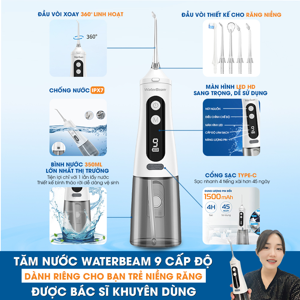 Combo Bàn chải điện Denta.B Pro và Máy Tăm Nước WaterBeam