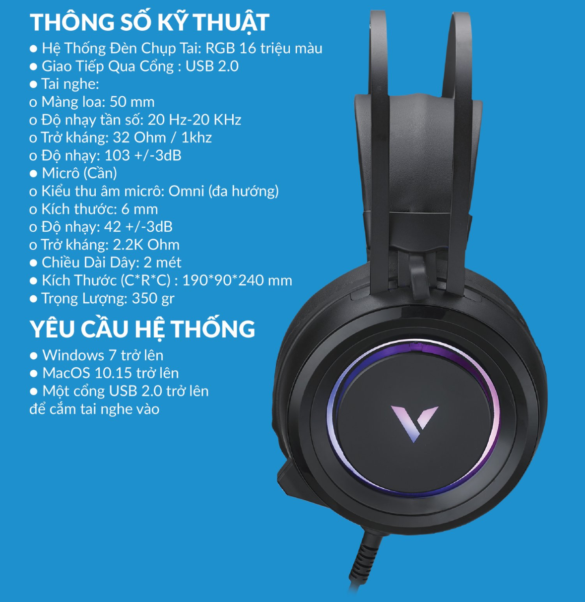 Tai nghe Rapoo VH500C RGB