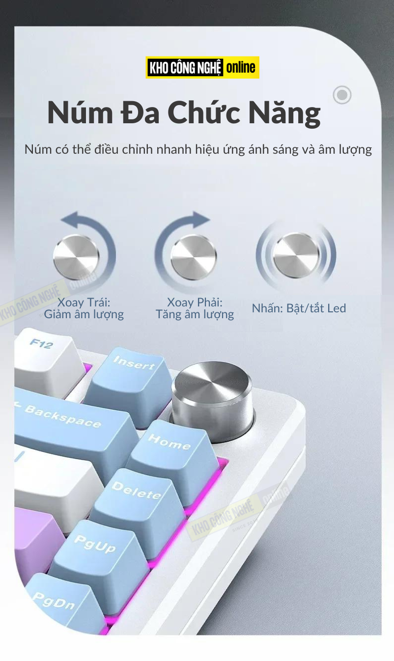 Bàn Phím Cơ Dark Alien R83 RGB Mạch Xuôi kết nối 3 chế độ