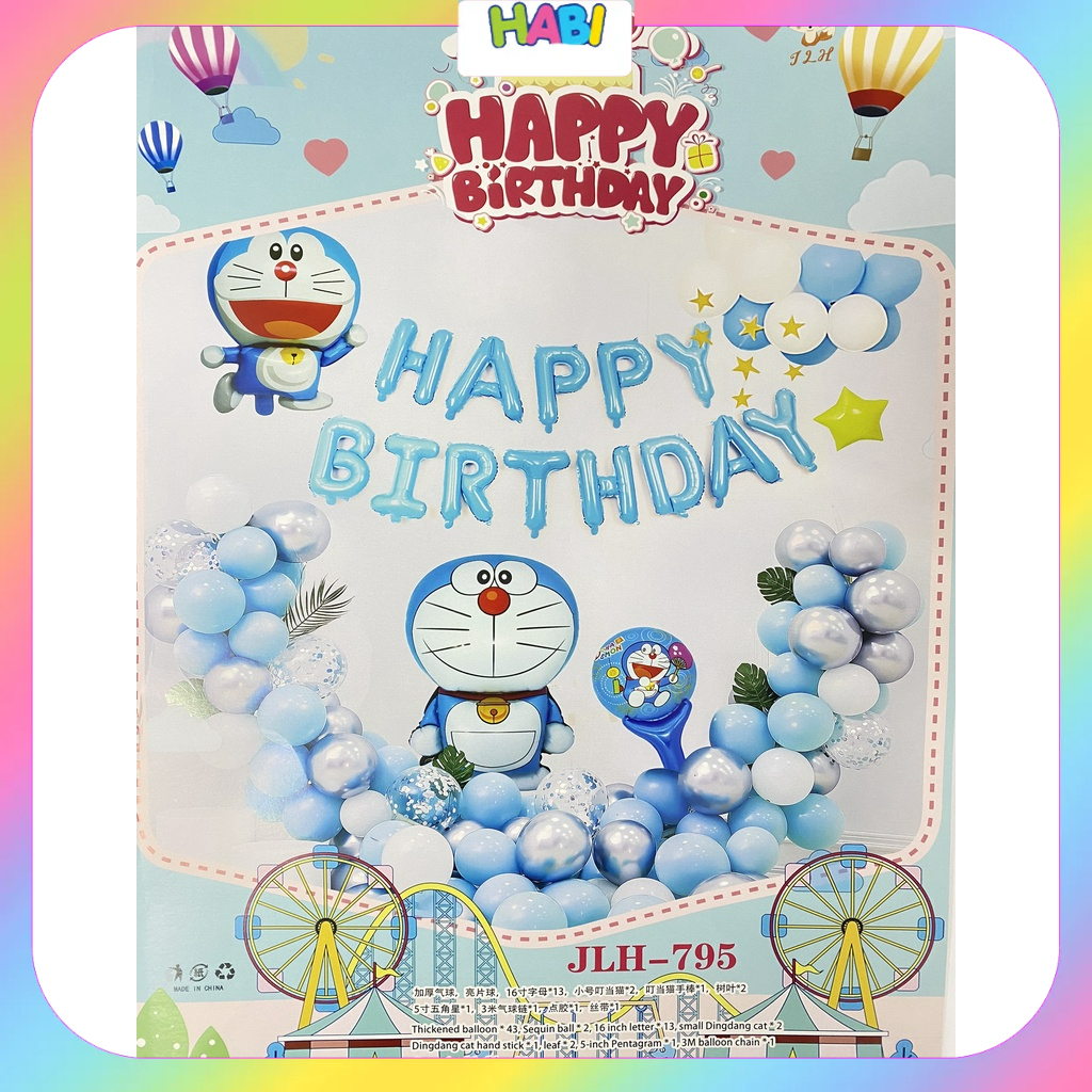 Set Bong Bóng Trang Trí Sinh Nhật Chủ Đề Đôremon cho bé trai bé gái ...