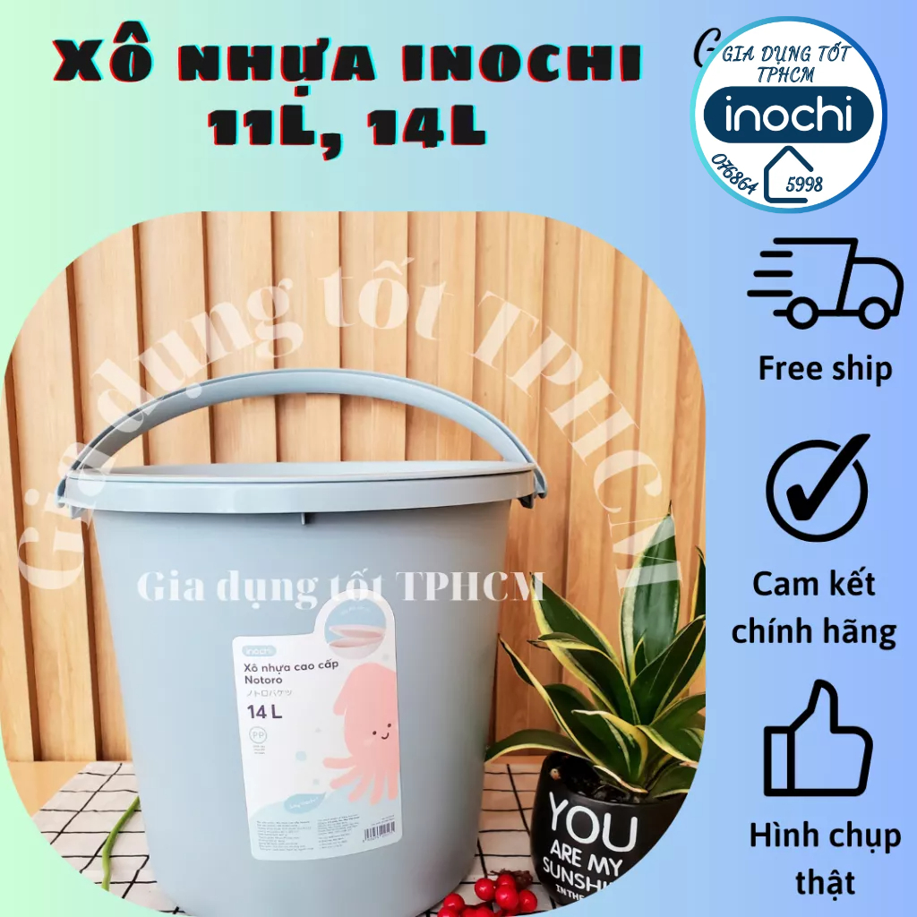 Mua Xô đựng nước 11L , 14L Inochi, xô có quai xách và nắp đậy, xô có ...